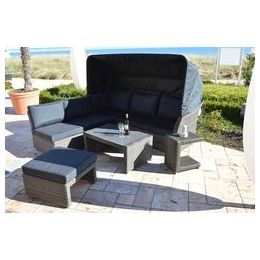 Ploß Ploß Rocking Gartenlounge, grau/braun-meliert, Polyrattan, 5-6 Personen, inkl. Sonnendach