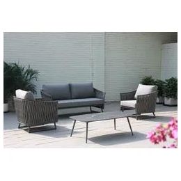 OUTFLEXX Oranger Blossom Lounge-Set, anthrazit, Alu/XL Geflecht, 4-teilig, inkl. Sitz- und Rückenkissen, Tisch 120 x 70 x 42 cm