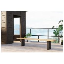 OUTFLEXX New Bob Bank, anthrazit/natur, Alu/recycled FSC-Teak, 220 x 40 x 46 cm, rustikal gebürstet