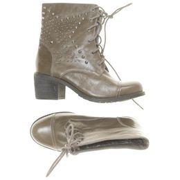 Ulla Popken Damen Stiefelette, grün, Gr. 39