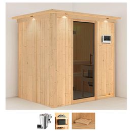 Karibu Sauna "Finja" Saunen 3,6-kW-Bio-Plug & Play Ofen mit externer Steuerung beige (naturbelassen)