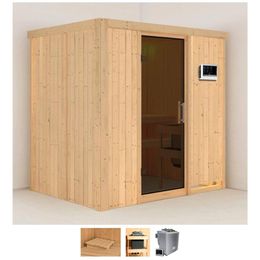 Karibu Sauna "Bedine" Saunen 9 KW-Bio-Ofen mit externer Steuerung beige (naturbelassen)