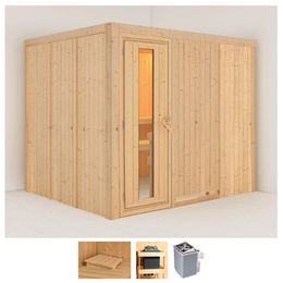 Karibu Sauna "Gitte" Saunen 9-kW-Ofen mit integrierter Steuerung beige (naturbelassen)