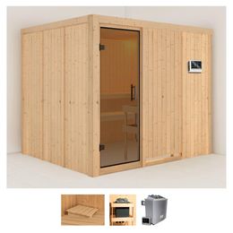 Karibu Sauna "Gitte" Saunen 9-kW-Ofen mit externer Steuerung beige (naturbelassen)