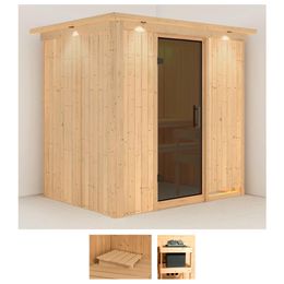 Karibu Sauna "Finja" Saunen ohne Ofen beige (naturbelassen)