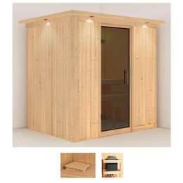 Karibu Sauna "Bedine" Saunen ohne Ofen beige (naturbelassen)