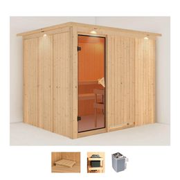 Karibu Sauna "Gitte" Saunen 9-kW-Ofen mit integrierter Steuerung beige (naturbelassen)