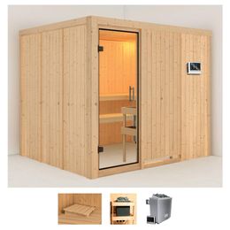 Karibu Sauna "Gitte" Saunen 9-kW-Ofen mit externer Steuerung beige (naturbelassen)