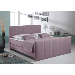 Boxspringbett Home Affaire, B:108cm L:216cm, lila, Strukturstoff-Bezug (100% Polyester), , Komplettbetten, "Portland", in 3 Breiten, 3 Matratzenarten