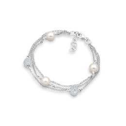 Armband Elli "Kugel Elegant synthetischen Perlen 925 Silber" Armbänder Gr. 18 cm, mit Steinen, Silber 925 (Sterlingsilber), weiß (weiß, weiß) Damen Armbänder Silber