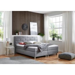 Boxspringbett, B:215cm L:210cm, grau, Westfalia Schlafkomfort, Bezug Bett: Feinstruktur 100% Polyester;Bezug Bonnell-Federkernmatratze: 100%