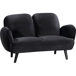 2-Sitzer, B:140cm, schwarz, ATLANTIC HOME COLLECTION, Samtstoff;Fellimitat, Sofas, "Ben", mit Wellenunterfederung, Massivholzf&uuml;&szlig;e, frei im Raum