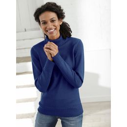 Casual Looks Damen Rollkragenpullover "Pullover", blau, Gr. 38, meliert, unifarben, 50% Baumwolle, 50% Polyacryl, Pullover
