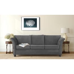 3-Sitzer Home Affaire, B:226cm H:87cm T:89cm, grau, Spaltleder;Kunstleder SOFTLUX;NaturLEDER (echtes Rindsleder), Sofas, "Pajero", mit Knopfheftung
