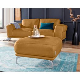 Hocker W.Schillig, B:71cm H:42cm T:71cm, gelb, Garten, Hocker, "montanaa", mit Metallf&uuml;&szlig;en in Silber matt, Breite 71 cm
