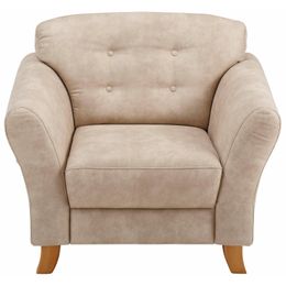 Sessel Home Affaire, B:101cm H:89cm T:90cm, beige, Struktur weich ( 97% Polyester, 3% Baumwolle);Luxus-Microfaser ALTARA NUBUCKr (100%