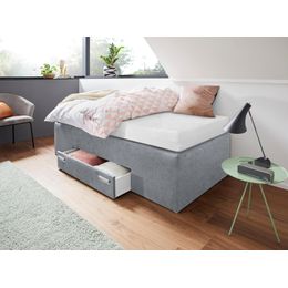 Boxspringbett, B:90cm L:200cm, grau, Westfalia Schlafkomfort, Bezug Bett: Feinstrukturstoff (77% Polyester, 23%Viskose) oder Microfaser (100%