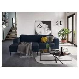 Ecksofa DOMO collection "Modica L-Form" Sofas Gr. B/H/T: 244cm x 83cm x 173cm, Boucle, Recamiere links, blau moderne Optik mit großzügiger RecamiÃ ̈re, auch in Cord