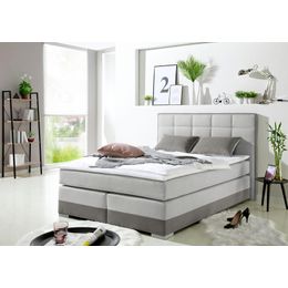 Boxspringbett Inosign, B:153cm L:210cm, grau, Komplettbetten, inklusive Topper und Wendekissen
