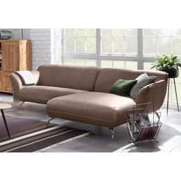 Ecksofa GUTMANN FACTORY, B:280cm H:80cm T:170cm, grau, Leder, Wohnzimmer, Sofas, "Venezuela"