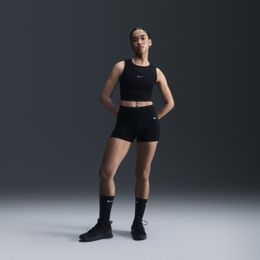 Nike Pro Shorts mit mittelhohem Bund und Mesh-Einsatz für Damen (ca. 7,5 cm) - Schwarz