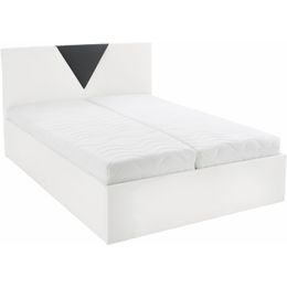 Polsterbett "Malibu", weiß (weiß, schwarz), B:152cm L:212cm, Bezug Bett: Kunstleder;Bonnell-Federkernmatratze: 51% Polypropylen, 39% Polyester und 10% Baumwolle;Kaltschaummatratze: 100% Polyester, Bezug abnehm- und waschbar bis 60C, Westfalia Schlafkomfort, Betten, inkl. Bettkasten bei Ausführung mit Matratze