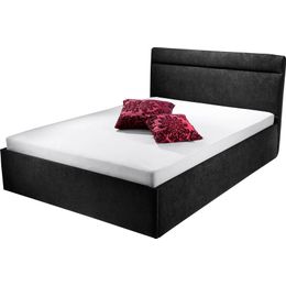 Polsterbett, schwarz, B:127cm L:210cm, Bezug Bett: Microfaser (100% Polyester);Bonnell-Federkernmatratze: Mischgewebe (51% Polyprophlen, 39% Polyester, 10% Baumwolle);Kaltschaummatratze: Frottee (100% Polyester), Bezug abnehm- und waschbar bis 60C, Westfalia Schlafkomfort, Betten, inkl. Bettkasten bei Ausführung mit Matratze