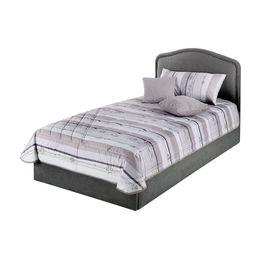 Polsterbett, grau, B:132cm L:212cm, Bezug Bett: Microfaser (100% Polyester);Bonnell-Federkernmatratze: Baumwoll-Mischgewebe (51% Polypropylen, 39% Polyester, 10% Baumwolle);Kaltschaummatratze: 100% Polyester, Bezug abnehm- und waschbar bis 60C Polyester), Westfalia Schlafkomfort, Betten, mit Bettkasten