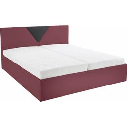 Polsterbett "Malibu", rot (rot, schwarz), B:172cm L:212cm, Bezug Bett: Kunstleder;Bonnell-Federkernmatratze: 51% Polypropylen, 39% Polyester und 10% Baumwolle;Kaltschaummatratze: 100% Polyester, Bezug abnehm- und waschbar bis 60C, Westfalia Schlafkomfort, Betten, inkl. Bettkasten bei Ausführung mit Matratze