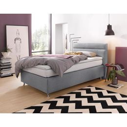 Boxspringbett, grau (strukturstoff grau), ohne LED-Beleuchtung, Liegefl&auml;che B/L: 120cm x 200cm, H2, Bonnell-Federkernmatratze, Bezug Unterbox und Kopfteil: Strukturstoff (77% Polyester und 23% Viskose);Bezug Obermatratze 100% Polyester, waschbar bis 60C, Westfalia Schlafkomfort, Komplettbetten, Boxspringbett, wahlweise mit LED-Beleuchtung