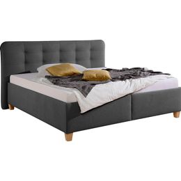 Polsterbett Maintal, grau (anthrazit), B:198cm L:210cm, Betten, Polsterbett ohne Bettkasten Polsterbett, inklusive Bettkasten