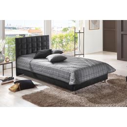 Polsterbett, schwarz, B:110cm L:210cm, Bezug Bett: Microfaser (100% Polyester);Bonnell-Federkernmatratze: 51% Polypropylen, 39% Polyester und 10% Baumwolle;Kaltschaummatratze: 100% Polyester, Bezug abnehm- und waschbar bis 60C, Westfalia Schlafkomfort, Betten, Polsterbett, in diversen Ausf&uuml;hrungen