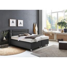 Boxspringbett, grau (feinstrukturstoff anthrazit), Ohne Topper, Liegefl&auml;che B/L: 160cm x 200cm, H3, 5-Zonen-Tonnentaschen-Federkernmatratze, Bezug Unterbox und Kopfteil: Feinstrukturstoff (77% Polyester, 23% Viskose);Bezug Obermatratze 100% Polyester, waschbar bis 60C, Westfalia Schlafkomfort, Komplettbetten, Boxspringbett, in diversen Ausf&uuml;hrungen