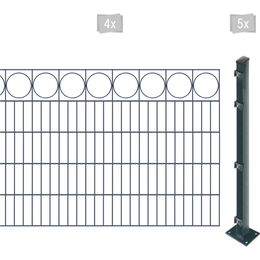 Arvotec Doppelstabmattenzaun "EASY 100 zum Aufschrauben "Ring" mit Zierleiste" Zaunelemente Zaunhöhe 100 cm, Zaunlänge 2 - 60 m Gr. H/L: 100 cm x 8 m, Pfosten: 5 St., grau (anthrazit)