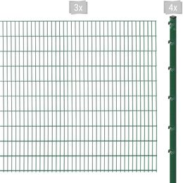 Arvotec Doppelstabmattenzaun "ESSENTIAL 203 zum Einbetonieren" Zaunelemente Zaunhöhe 203 cm, Zaunlänge 2 - 60 m Gr. H/L: 203cm x 6 m, Pfosten: 4 St., grün (dunkelgrün)