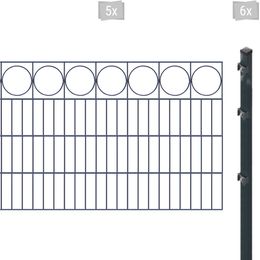 Arvotec Doppelstabmattenzaun "ESSENTIAL 80 zum Einbetonieren "Ring" mit Zierleiste" Zaunelemente Zaunhöhe 80 cm, Zaunlänge 2 - 60 m Gr. H/L: 80cm x 10 m, Pfosten: 6 St., grau (anthrazit)