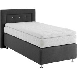 Boxspringbett, grau (charcoal), B:115cm L:210cm, Bezug: Feinstruktur 100% Polyester, Westfalia Schlafkomfort, Komplettbetten, Boxspringbett, wahlweise mit Topper