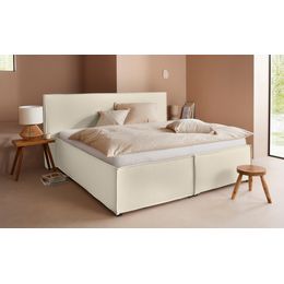 Polsterbett "Isaline", beige, B:213cm L:213cm, 100% Polyester, LeGer Home by Lena Gercke, Betten, Polsterbett ohne Bettkasten Polsterbett, wahlweise ohne Matratze oder mit 3 Matratzenarten, Kopfteilhöhe 107 cm