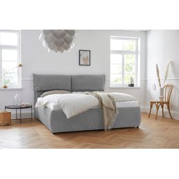 Polsterbett Andas "Jenson", grau, B:208cm L:225cm, Struktur weich (85% Polyester/15% Nylon), Betten, als Bettgestell oder mit 3 Matratzenarten und Härtegraden