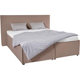 Polsterbett "Isaline", grau (taupe), B:193cm L:213cm, 100% Polyester, LeGer Home by Lena Gercke, Betten, Polsterbett ohne Bettkasten Polsterbett, wahlweise ohne Matratze oder mit 3 Matratzenarten, Kopfteilhöhe 107 cm