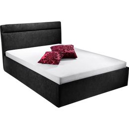 Polsterbett, schwarz, B:107cm L:210cm, Bezug Bett: Microfaser (100% Polyester);Bonnell-Federkernmatratze: Mischgewebe (51% Polyprophlen, 39% Polyester, 10% Baumwolle);Kaltschaummatratze: Frottee (100% Polyester), Bezug abnehm- und waschbar bis 60C, Westfalia Schlafkomfort, Betten, inkl. Bettkasten bei Ausführung mit Matratze