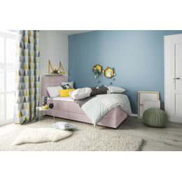Lüttenhütt Boxbett LÜTTENHÜTT "Mieke", rosa (flamingo), B:103cm L:210cm, Struktur imprägniert (100%), Komplettbetten, Boxspringbett, incl. Bettkasten und Topper, Bezug imprägniert, 2 Breiten