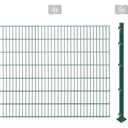 Arvotec Doppelstabmattenzaun "ESSENTIAL 143 zum Aufschrauben" Zaunelemente Zaunhöhe 143 cm, Zaunlänge 2 - 60 m Gr. H/L: 143cm x 8 m, Pfosten: 5 St., grün (dunkelgrün)