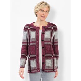 Strickjacke CLASSIC Gr. 38, rot (bordeau x -graphit-gemustert) Damen Strickjacken