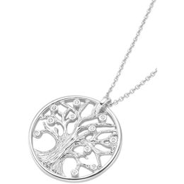 Kette mit Anhänger Firetti "Schmuck Geschenk Silber 925 Halsschmuck Halskette Ankerkette Baum" Halsketten Gr. Silber 925 (Sterlingsilber), Länge: 45 cm, silberfarben Damen mit Zirkonia (synth.)