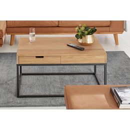 Guido Maria Kretschmer Home & Living Couchtisch GUIDO MARIA KRETSCHMER HOME & LIVING "Rava" Tische Gr. B/H/T: 80cm x 45cm x 80cm, beige (natur + schwarz) Couchtisch Holz-Couchtische Eckige Couchtische in 2 Größen, aus massiver Eiche