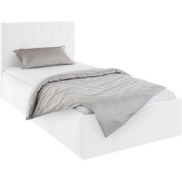 Polsterbett, weiß, B:110cm H:98cm L:210cm, Bezug Bett: 100% Polyester;Bonnell-Federkernmatratze: 51% Polypropylen, 39% Polyester, 10% Baumwolle;Kaltschaummatratze: 100% Polyester, Bezug abnehm- und waschbar bis 60C, Westfalia Schlafkomfort, Betten, inkl. Bettkasten bei Ausführung mit Matratze