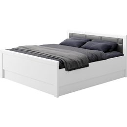 Einzelbett Priess "Arnsberg", weiß (lichtweiß, anthrazit), B:188cm L:208cm, Betten, Kinder-Einzelbett Jugendbett Bettgestell, Komfortliegehöhe