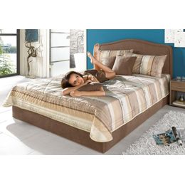 Polsterbett, braun, B:132cm L:212cm, Bezug Bett: Microfaser (100% Polyester);Bonnell-Federkernmatratze: Baumwoll-Mischgewebe (51% Polypropylen, 39% Polyester, 10% Baumwolle);Kaltschaummatratze: 100% Polyester, Bezug abnehm- und waschbar bis 60C Polyester), Westfalia Schlafkomfort, Betten, mit Bettkasten