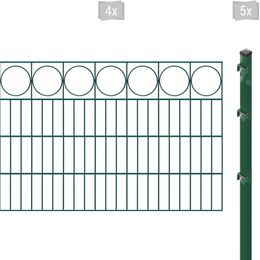 Arvotec Doppelstabmattenzaun "ESSENTIAL 80 zum Einbetonieren "Ring" mit Zierleiste" Zaunelemente Zaunhöhe 80 cm, Zaunlänge 2 - 60 m Gr. H/L: 80cm x 8 m, Pfosten: 5 St., grün (dunkelgrün)